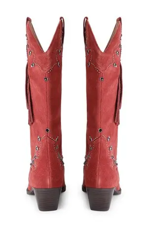 Kurt Geiger Western Embellished Boots - Medium Red