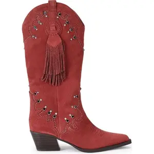 Kurt Geiger Western Embellished Boots - Medium Red