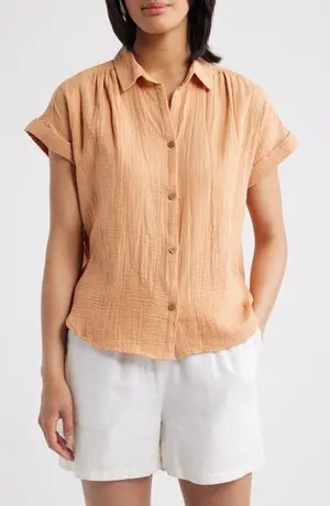 BEACHLUNCHLOUNGE Devin Gauze Shirt - Caramel