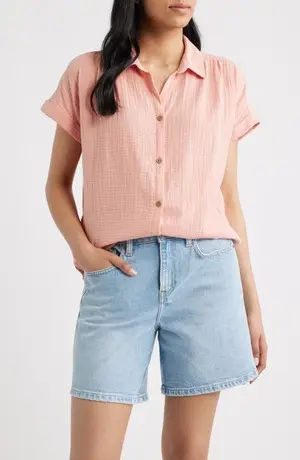 BEACHLUNCHLOUNGE Devin Gauze Shirt - Daylily