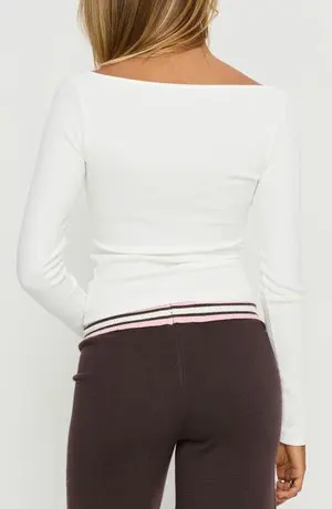 Princess Polly Kelsie Organic Cotton Blend Henley With Scoop Neck