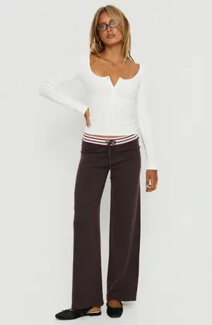 Princess Polly Kelsie Organic Cotton Blend Henley With Scoop Neck