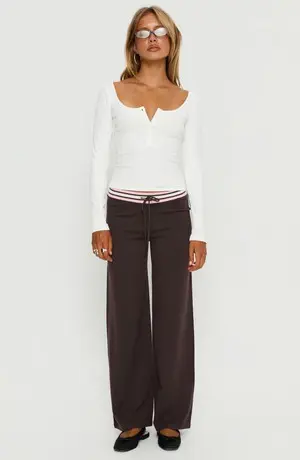 Princess Polly Kelsie Organic Cotton Blend Henley With Scoop Neck