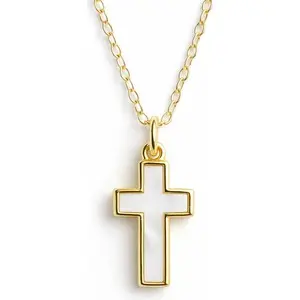 Argento Vivo Mother-of-pearl Cross Pendant Necklace - Gold