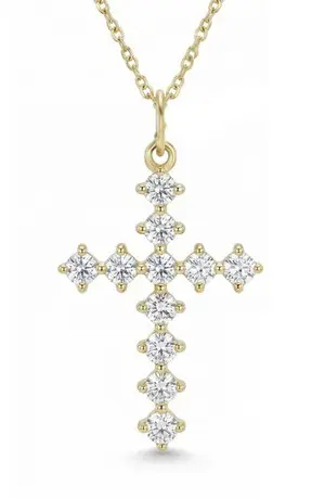Argento Vivo Cubic Zirconia Cross Pendant Necklace In Sterling Silver And 18k Plate - Gold