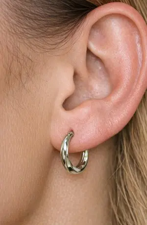 Argento Vivo Textured Hoop Earrings In Sterling