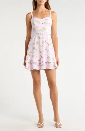 SUGARLIPS Margote Floral Print Ruffle Dress