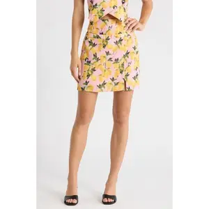 SUGARLIPS Desery Lemon Print Mini Skirt - Yellow-multi