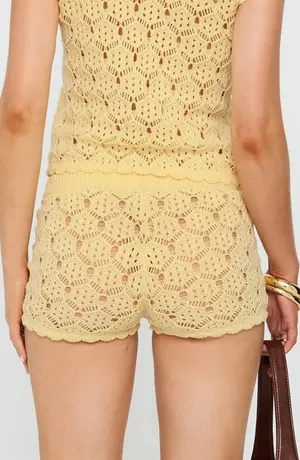Princess Polly Sun Still Shines Pointelle Knit Button-up Top & Shorts Set