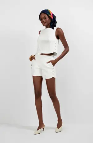 Trina Turk Duomo Button Side Shorts Whitewash