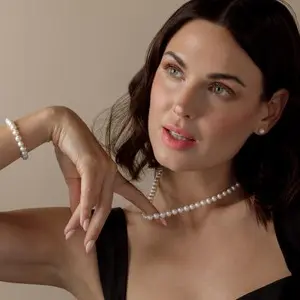 THE PEARL SOURCE Pearl Necklace, Bracelet, And Stud Earrings Set