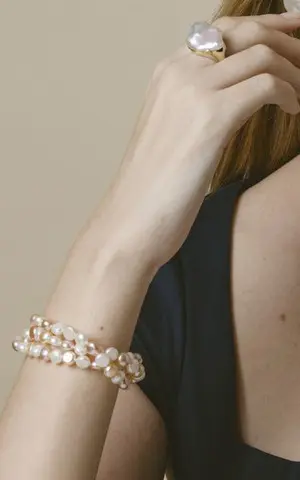THE PEARL SOURCE Multicolor Freshwater Pearl Triple Strand Bracelet