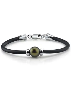 THE PEARL SOURCE Tahitian Pearl And Rubber Bracelet - Black Pearl