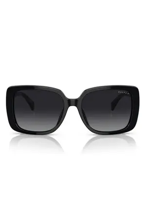 Ralph Lauren Polarized Rectangle Sunglasses - Shiny Black/gradient Grey