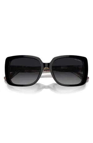 Ralph Lauren Polarized Rectangle Sunglasses - Shiny Black/gradient Grey