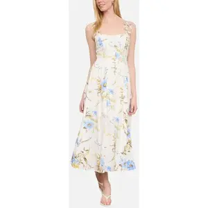 BLU PEPPER Floral Print Sleeveless Maxi Dress - Ivory Multi