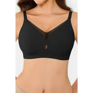 POPILUSH Seamless Wireless Jelly Leopard Contour Minimizer Support Bra Black