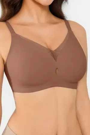 POPILUSH Seamless Wireless Jelly Leopard Contour Minimizer Support Bra - Latte