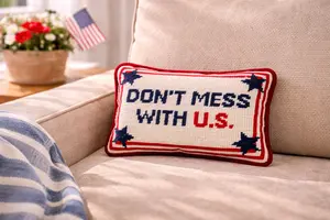 C&F HOME Patriotic "don't Mess With U.s." Needlepoint Mini Accent Pillow