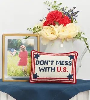 C&F HOME Patriotic "don't Mess With U.s." Needlepoint Mini Accent Pillow