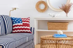 C&F HOME Stars & Stripes American Flag Waves 100% Cotton Accent Throw Pillow 18" X 18