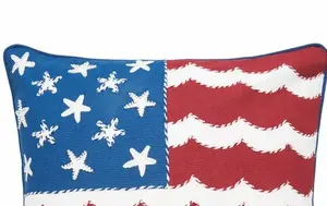 C&F HOME Stars & Stripes American Flag Waves 100% Cotton Accent Throw Pillow 18" X 18