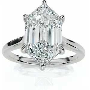 BLISS DIAMOND 3ct Vireo Elongated Hexagon Lab-grown Diamond Engagement Ring In 14k Gold - 14k White Gold