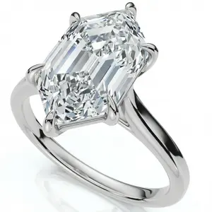 BLISS DIAMOND 3ct Vireo Elongated Hexagon Lab-grown Diamond Engagement Ring In 14k Gold - 14k White Gold