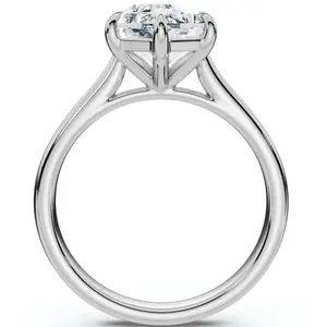 BLISS DIAMOND 3ct Vireo Elongated Hexagon Lab-grown Diamond Engagement Ring In 14k Gold - 14k White Gold