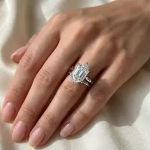 BLISS DIAMOND 3ct Vireo Elongated Hexagon Lab-grown Diamond Engagement Ring In 14k Gold - 14k White Gold