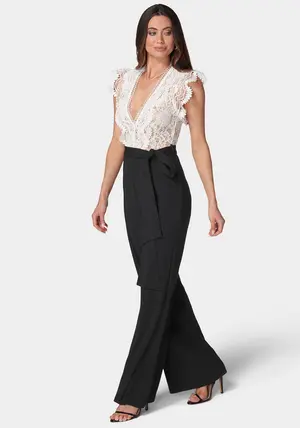 Bebe Ruffle Lace Jumpsuit