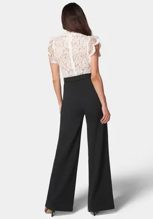 Bebe Ruffle Lace Jumpsuit