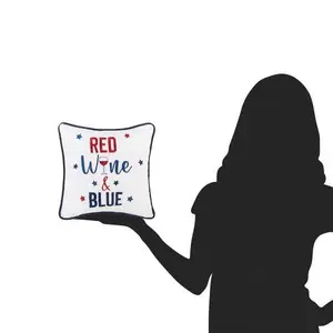 C&F HOME Red Wine & Blue" Patriotic Cotton Blend Mini Accent Pillow 10" X 10
