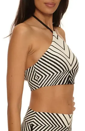 Trina Turk Net Stripe Rib Bikini Top