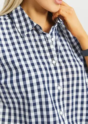 Betabrand Cap Sleeve Gingham Shirt