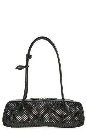 Alaïa Le Teckel East/west Woven Leather Shoulder Bag - Noir
