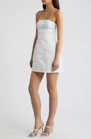 Princess Polly Strapless Floral Jacquard Mini Dress