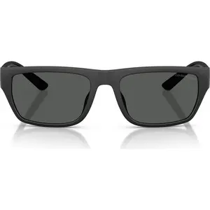 Emporio Armani Emporio Armani Rectangle Sunglasses Rubberized Matte Black/grey