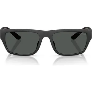 Emporio Armani Rectangle Sunglasses - Rubberized Matte Black/grey