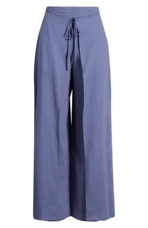 CITY BLUES Linen Blend Wrap Pants