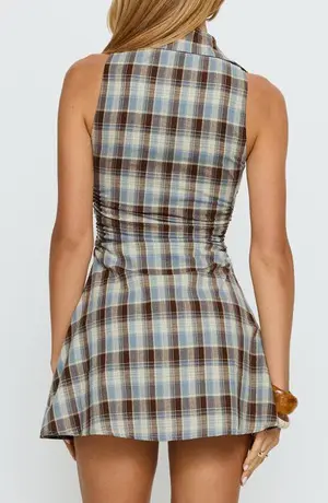 Princess Polly Adalind Plaid Ruched Mini Shirtdress