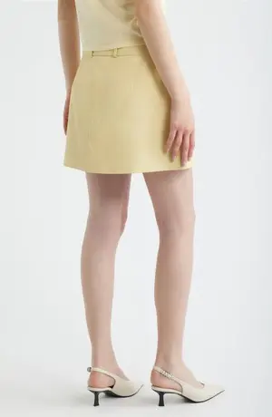 FRAME Leather Mini Skirt - Lemon