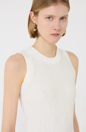 Sportmax Sleeveless Ribbed Crewneck Sweater - White
