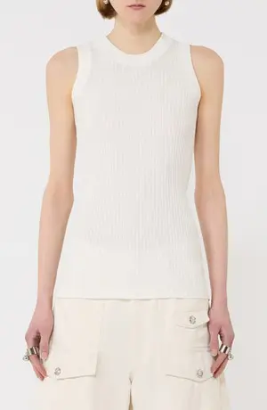 Sportmax Sleeveless Ribbed Crewneck Sweater - White