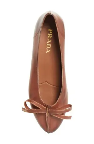 Prada Exposed Seam Ballerina Flat - Cacao