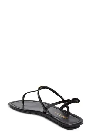 Prada Triangle Logo Patent Leather Sandals - Nero