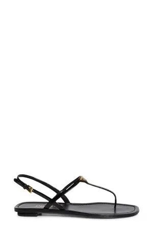Prada Triangle Logo Patent Leather Sandals - Nero