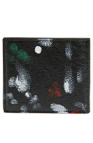 Balenciaga Cash Logo Leather Wallet - 8486 Black/multi
