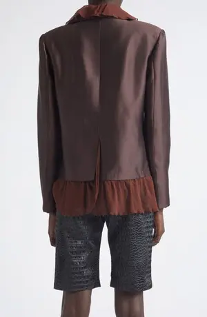 KIM SHUI Arianna Silk & Wool Jacket With Ruffle Detail