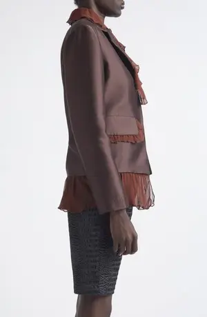 KIM SHUI Arianna Silk & Wool Jacket With Ruffle Detail